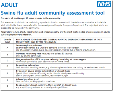 Avian Flu Diary: UK: Swine Flu Clinical Assessment Packages